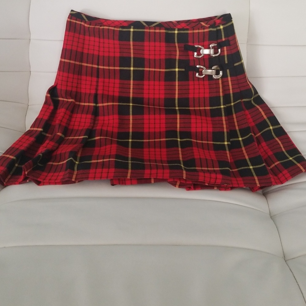 Golf Punk Red Plaid 1980's Retro Goth Skirt - Gem